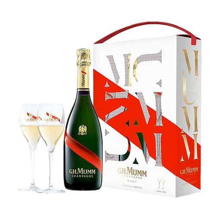 Purchase Mumm Grand Cordon Rouge + 2 Glasses Cava - Champagne Online ...