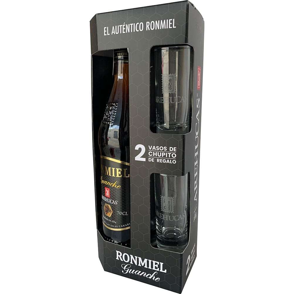 Honey Rum Guanche Arehucas + 2 Shot Glasses (Canary Islands) Rum price