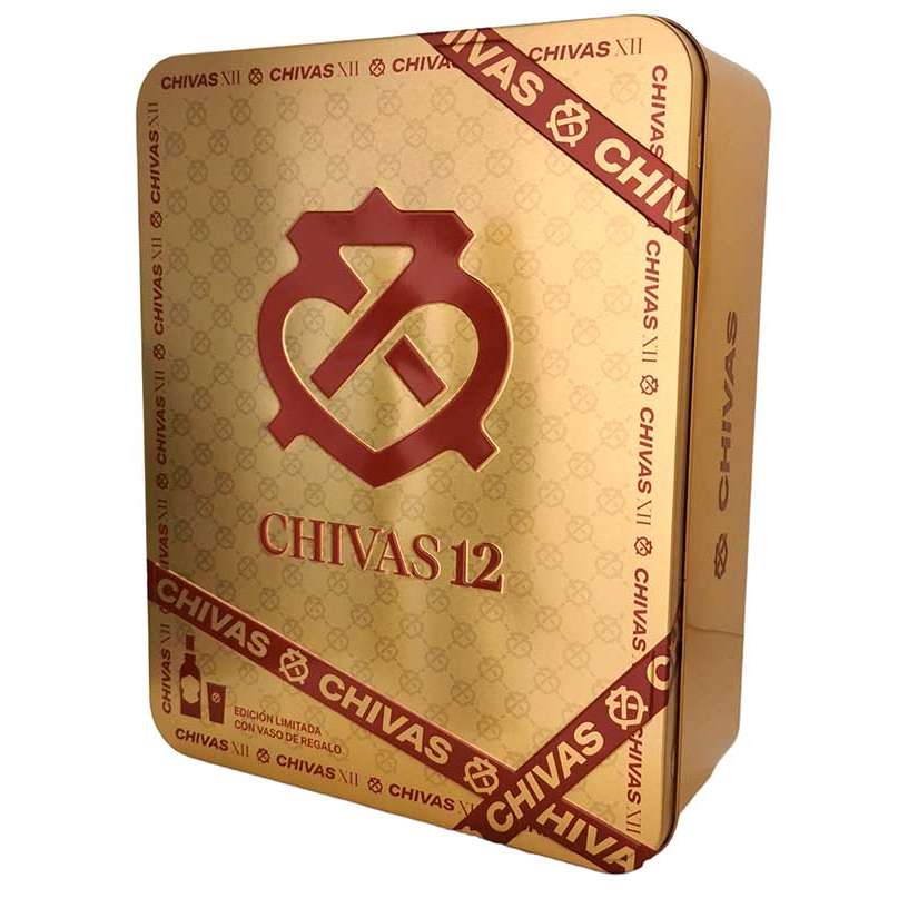 Chivas Regal 12 Años Estuche metal + Vaso Metal – Whisky | Licorea